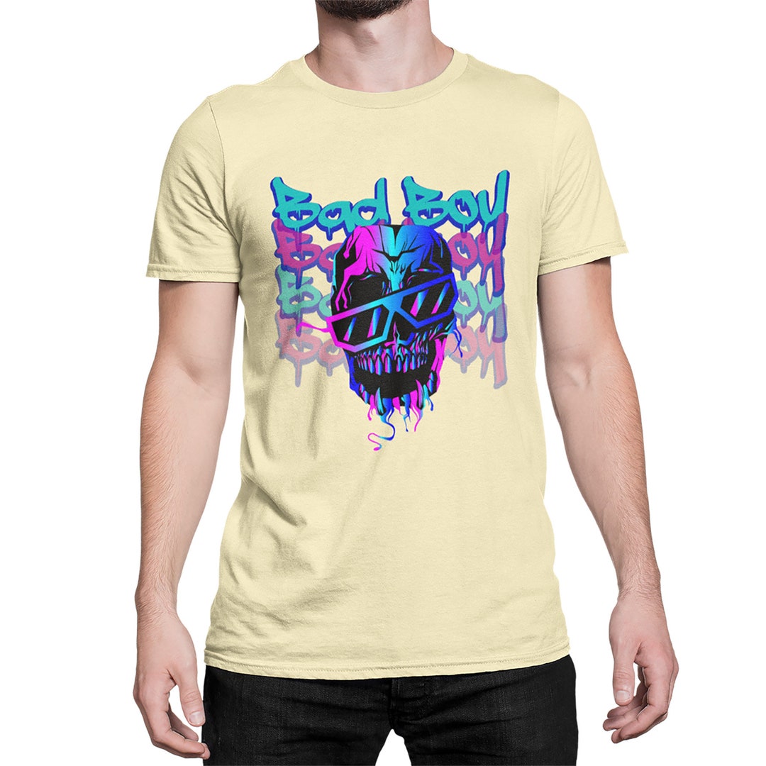 Bad Boy T-shirt Men's Hipster Short Sleeve Crew Neck Top for Men Skull ...