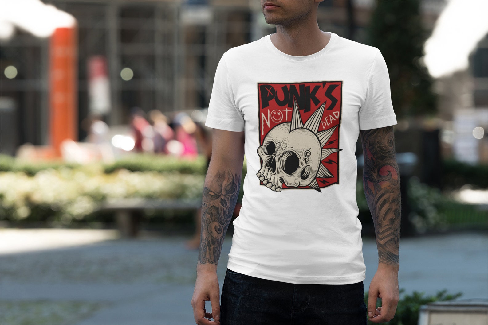 T-shirt Men's Motif Punks Not Dead Men Shirt Unisex Punker Punks Rock ...