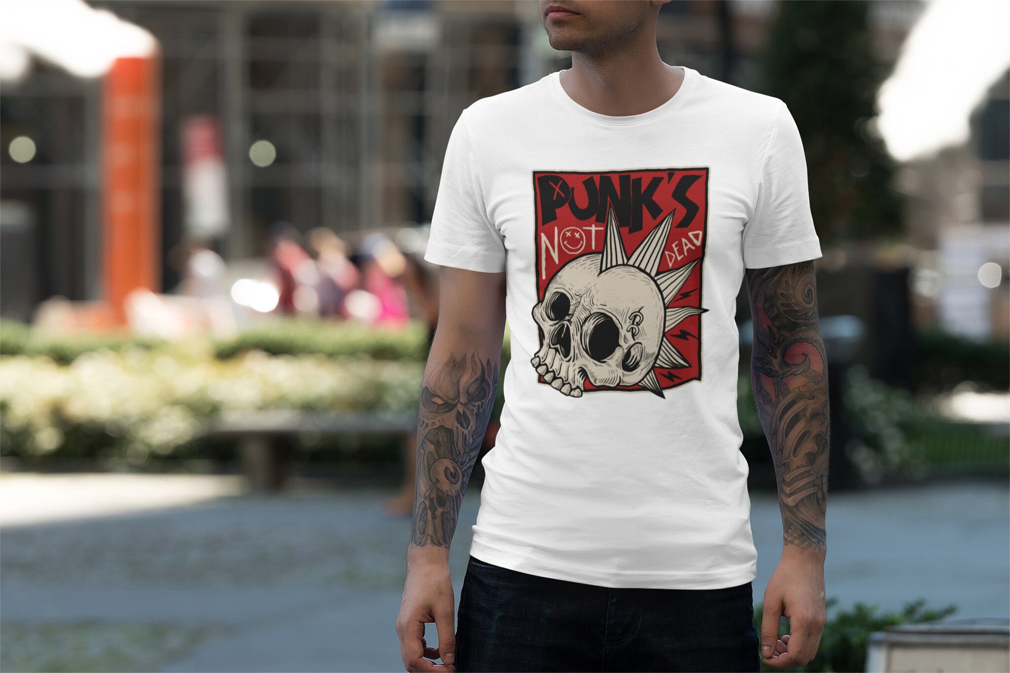 T-shirt Men's Motif Punks Not Dead Men Shirt Unisex Punker Punks Rock ...