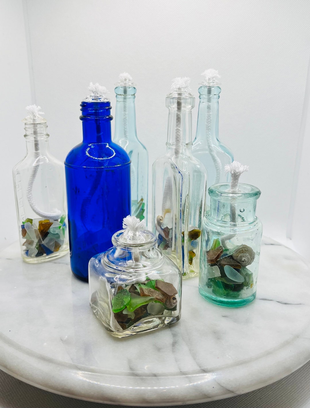Antique Bottle Oil Lamps/ocean Art/beach Art/home Decor/house Warming ...