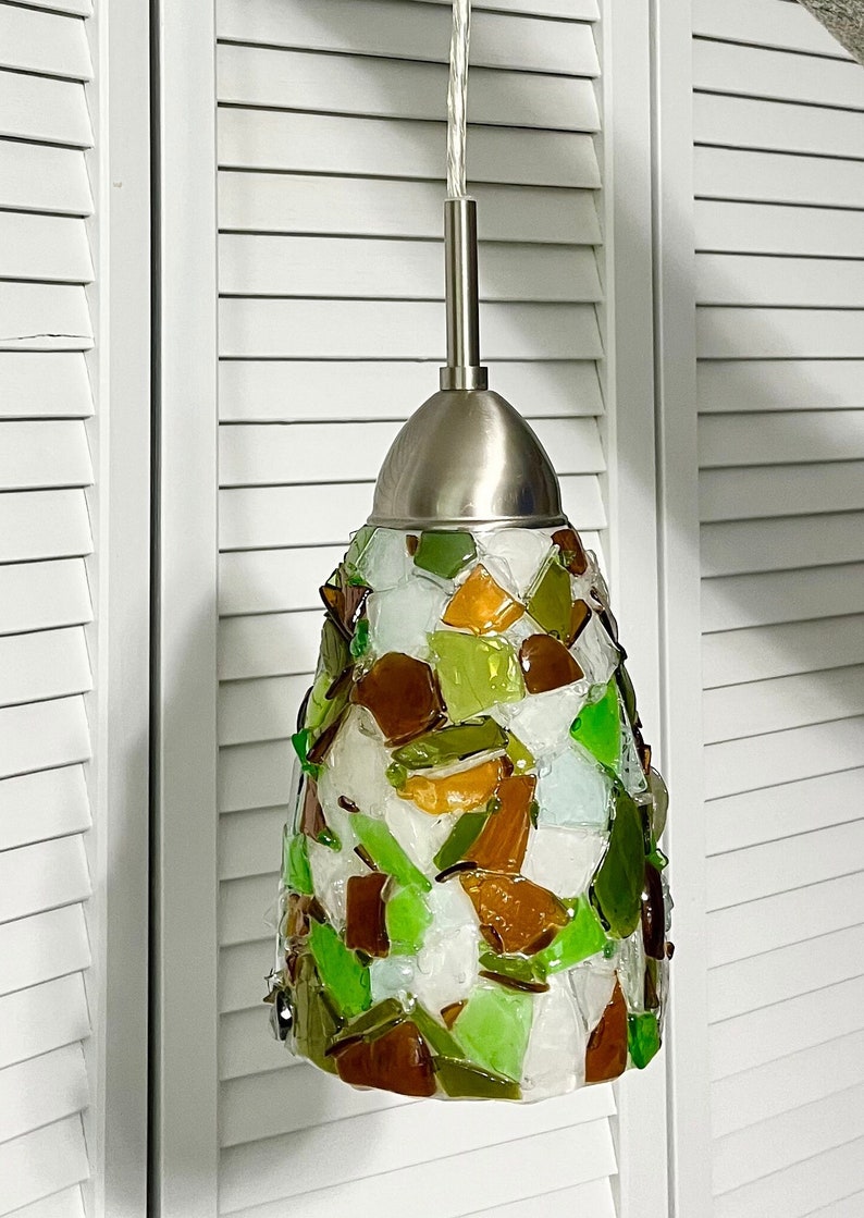 Sea Glass Kitchen Decor/beach Glass Pendant Light/maine Sea Glass ...