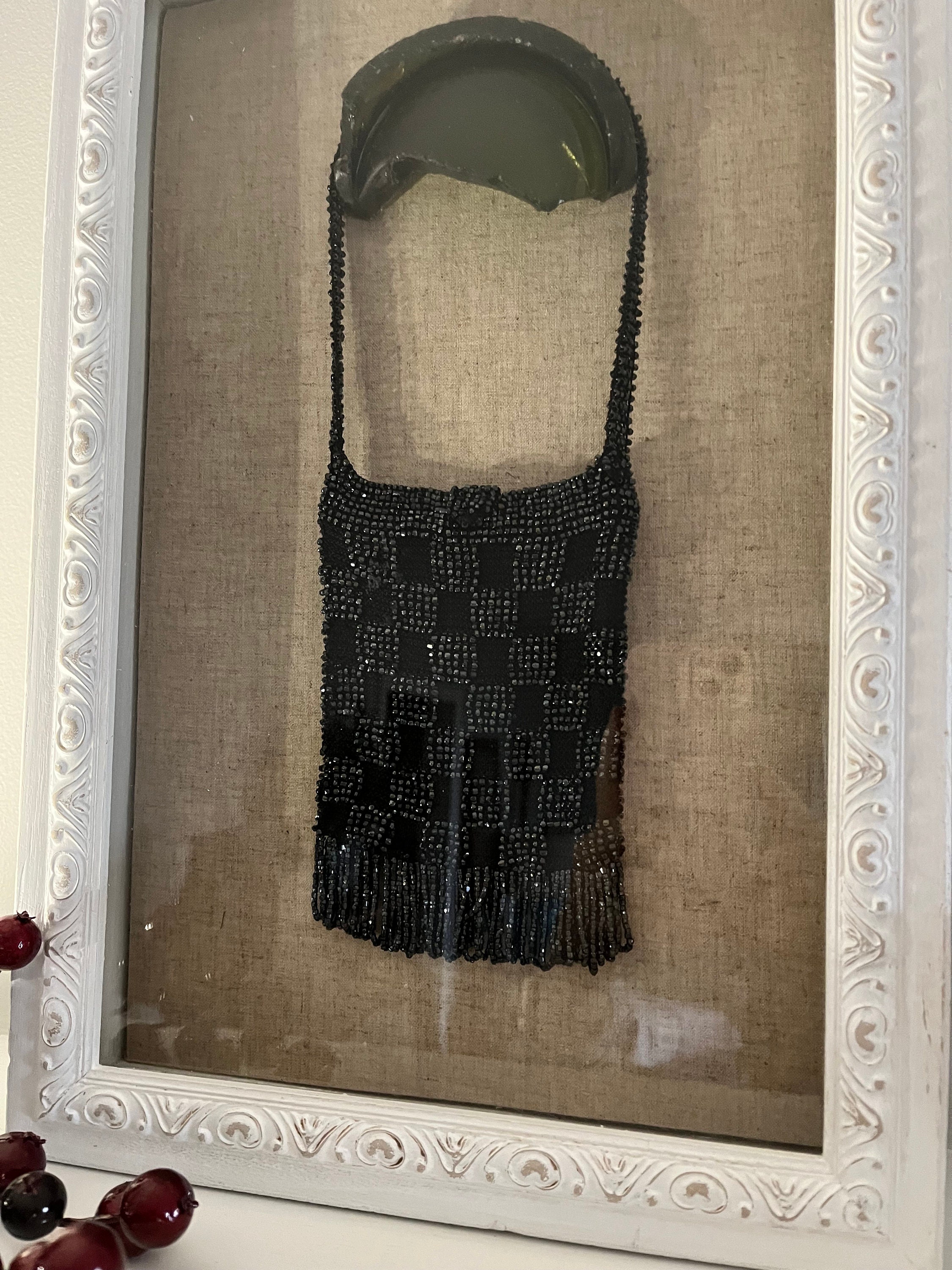 Shadow Box With Antique Purse and Sea Glass/home Decor/coastal Wall Art ...