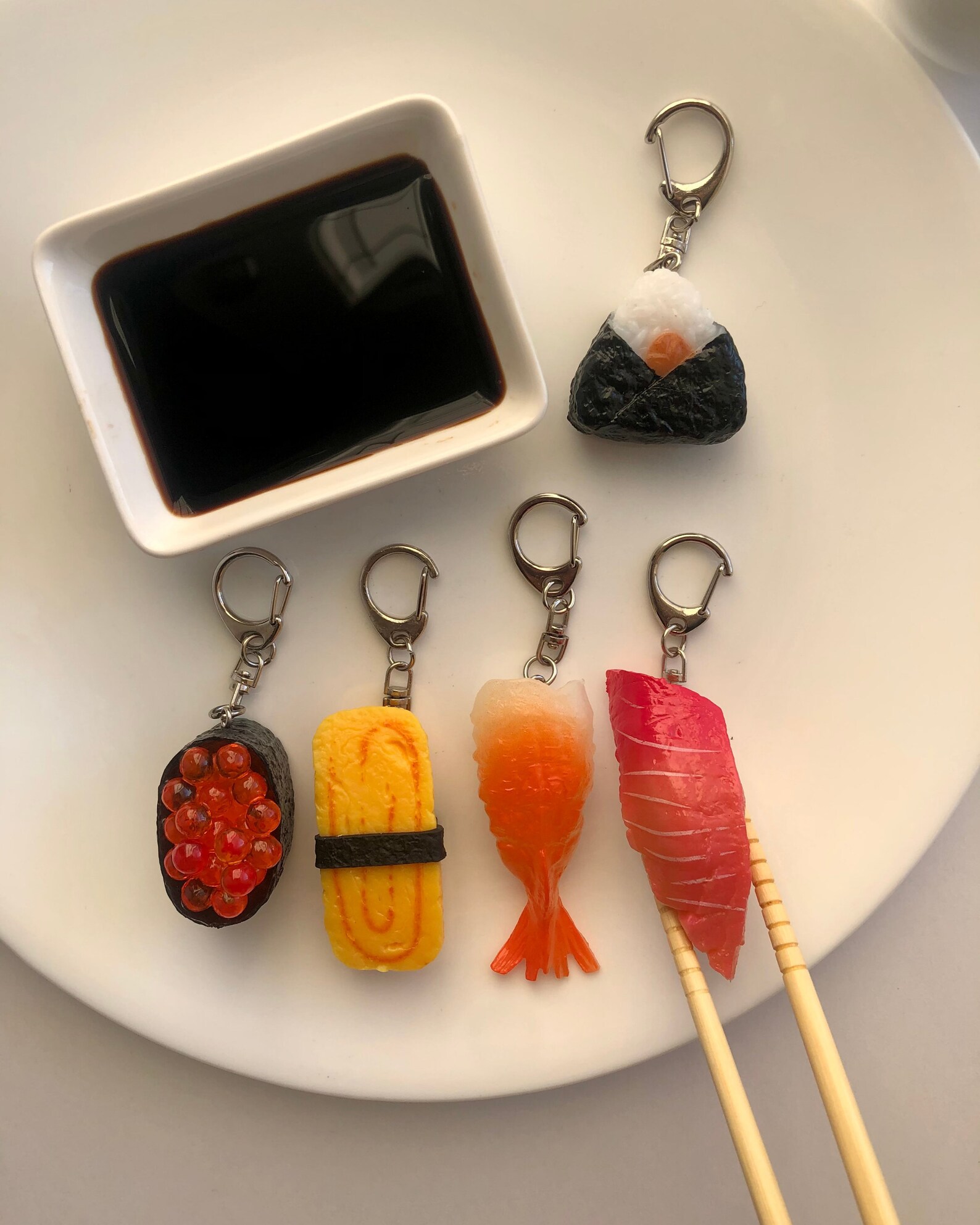 Realistic Japanese Sushi Keychain Tobiko Tamago Ebi | Etsy