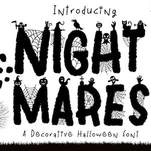 Night Mares Font | Spooky Gothic Typeface | Creepy Horror Halloween ...