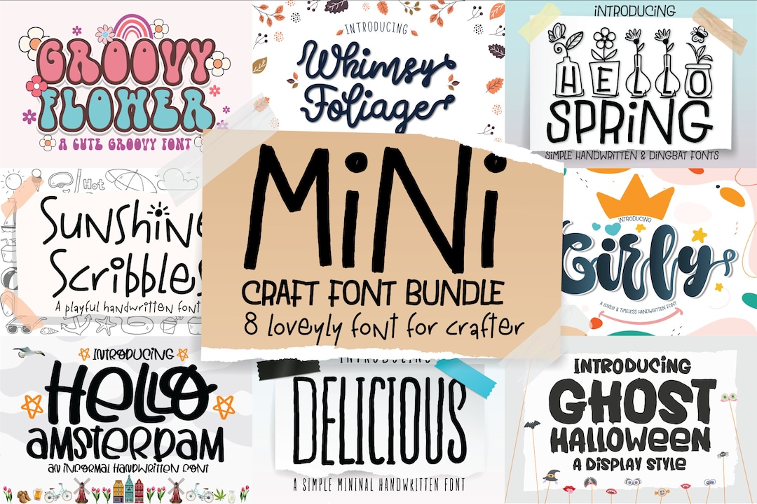 Mini Craft Font Bundle | Cute Fonts | Cool Fonts | Fashion Fonts | Chic ...