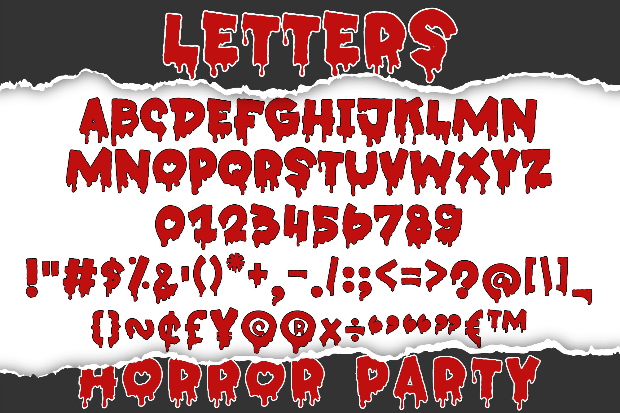 Horror Party Font Spooky Halloween Typeface Creepy Horror Letters ...