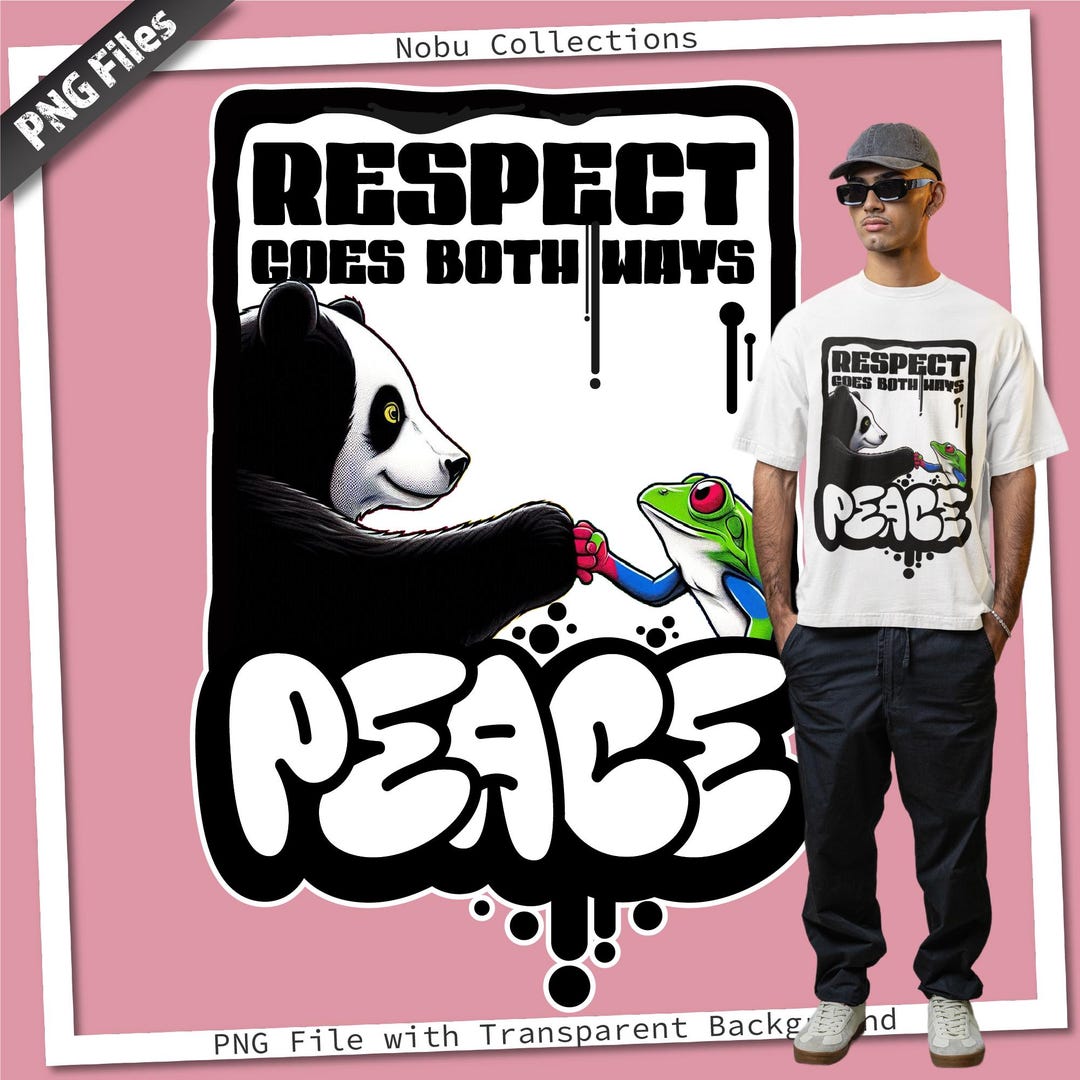 Fist Bump Panda & Frog PNG | Peace Unity T-shirt Design | Street Art ...