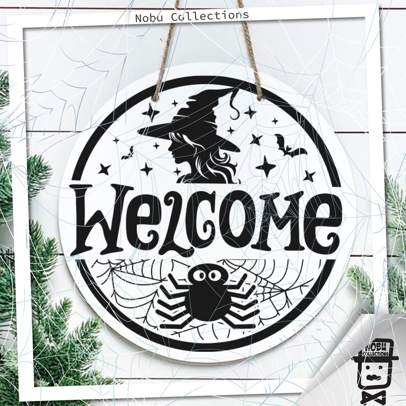 Witch Welcome Sign SVG: Spooky Halloween Door Hanger (digital Download ...