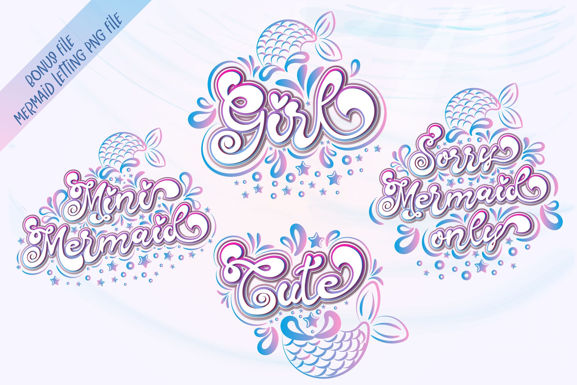 Fuente retro, fuente vintage, fuente sirena, letra sirena, colas de ...