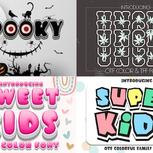 Super Colorful Font Bundle Vibrant Kids Fonts Playful Colorful ...