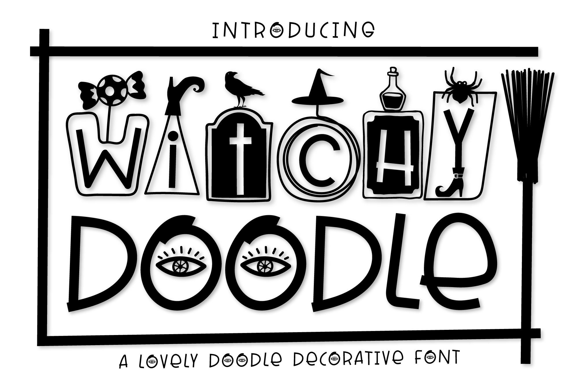 Kids Halloween Font, Witchy Doodle Font, Witch Letters Svg, Doodle ...