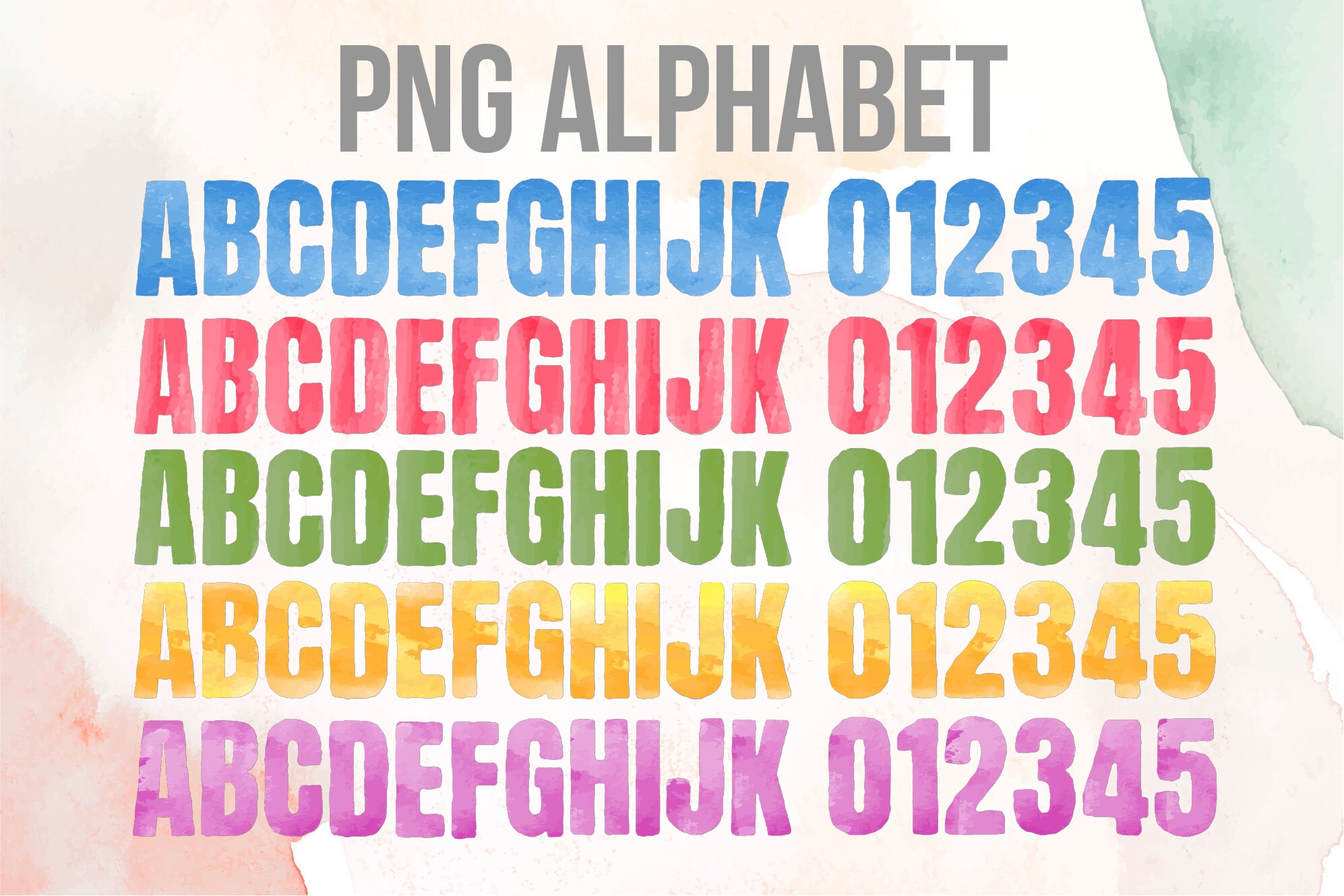 Watercolors Alphabet, Watercolor Font, Watercolor Letters, PNG File ...