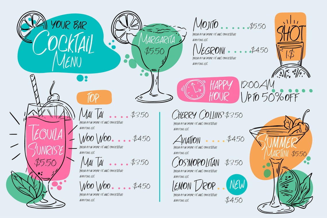 Cocktail Font Font for Menu Restaurant Font Neat Hand - Etsy
