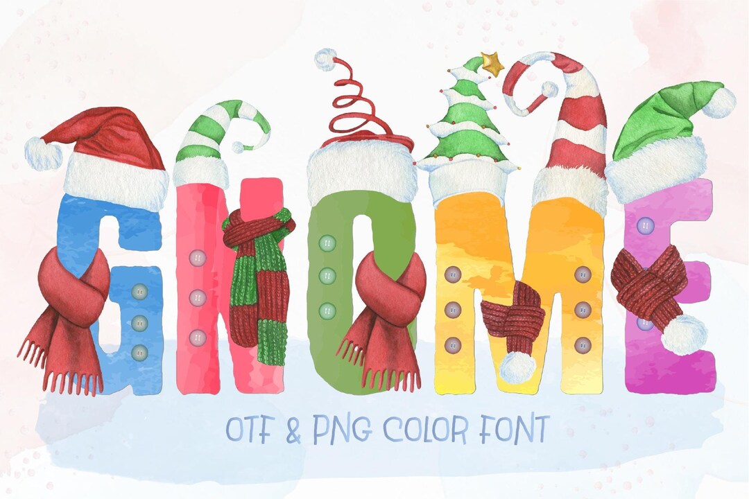 Gnome Alphabet Font, Winter Holiday Design (OTF & PNG) - Etsy