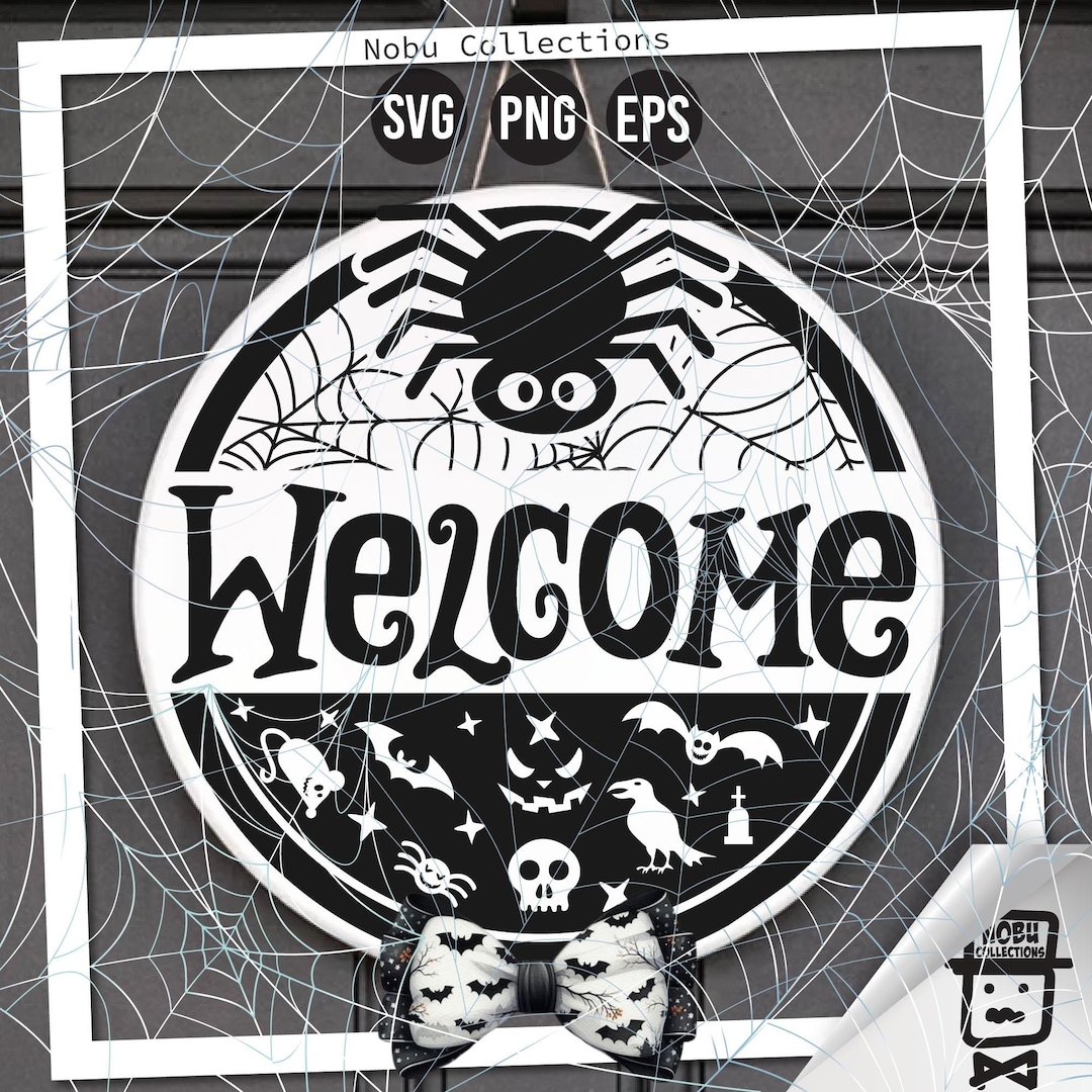 Halloween Welcome Sign SVG: Trick or Treat Door Hanger Cut File - Etsy