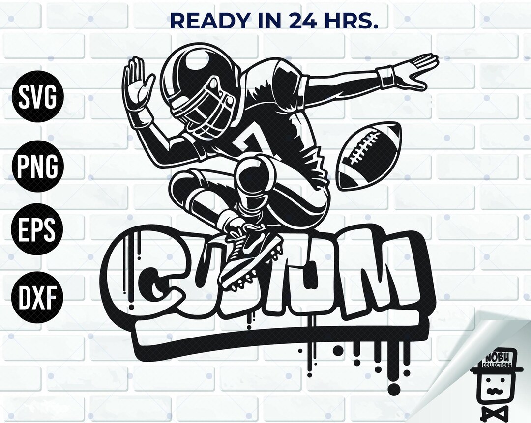 Custom Football Player DAB Pose SVG, Your Text DIY Graffiti Style ...