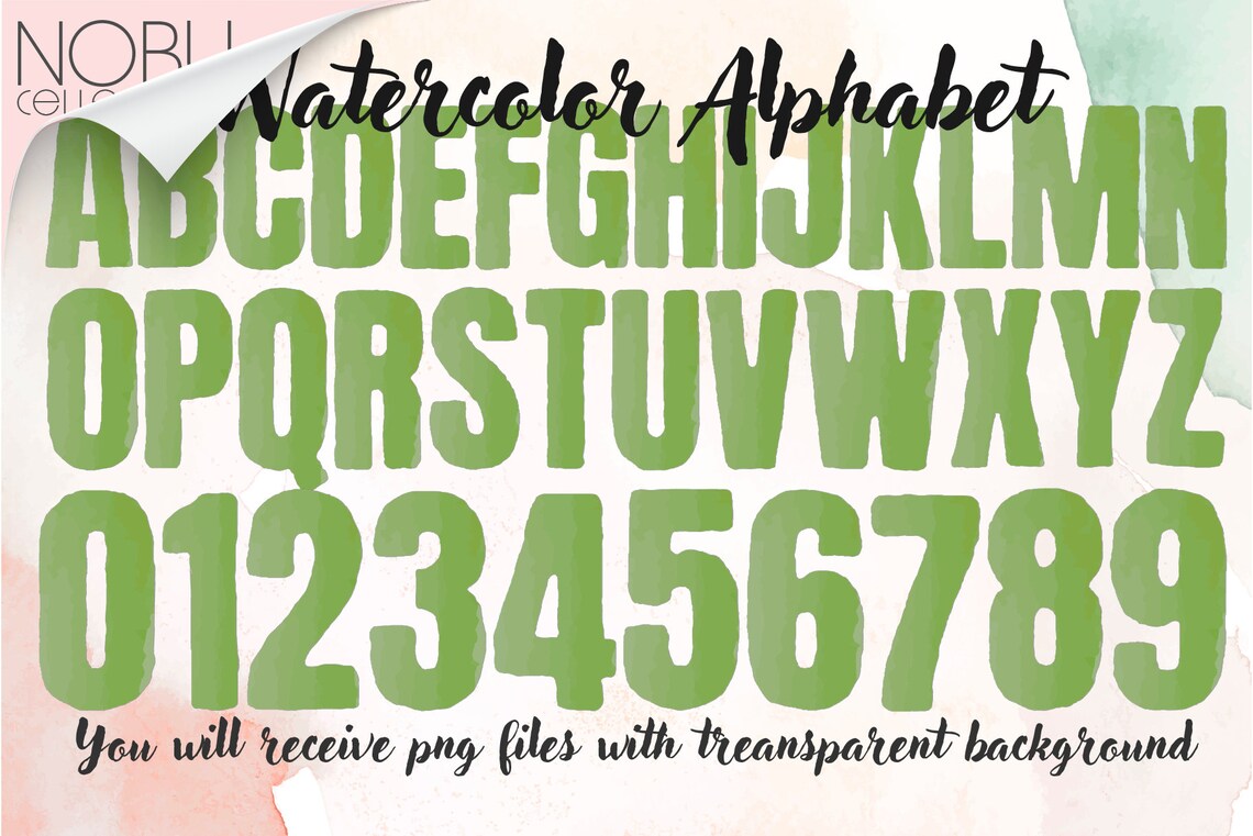 Watercolors Alphabet, Watercolor Font, Watercolor Letters, PNG File ...