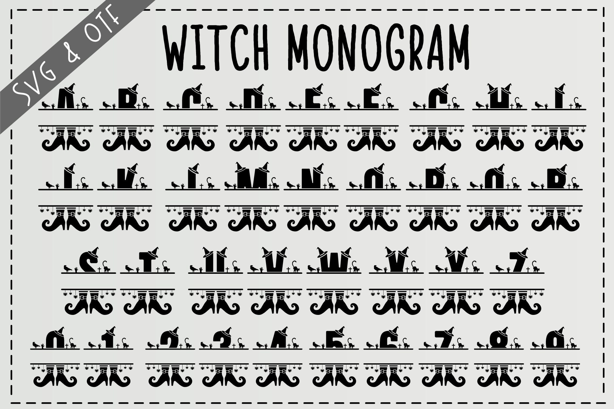 Holloween Font, Witch Monogram, Witch SVG Font, Witch Monogram SVG, SVG ...