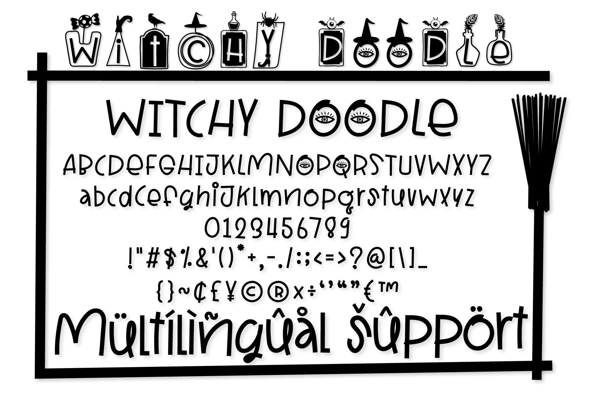 Kids Halloween Font, Witchy Doodle Font, Witch Letters Svg, Doodle ...