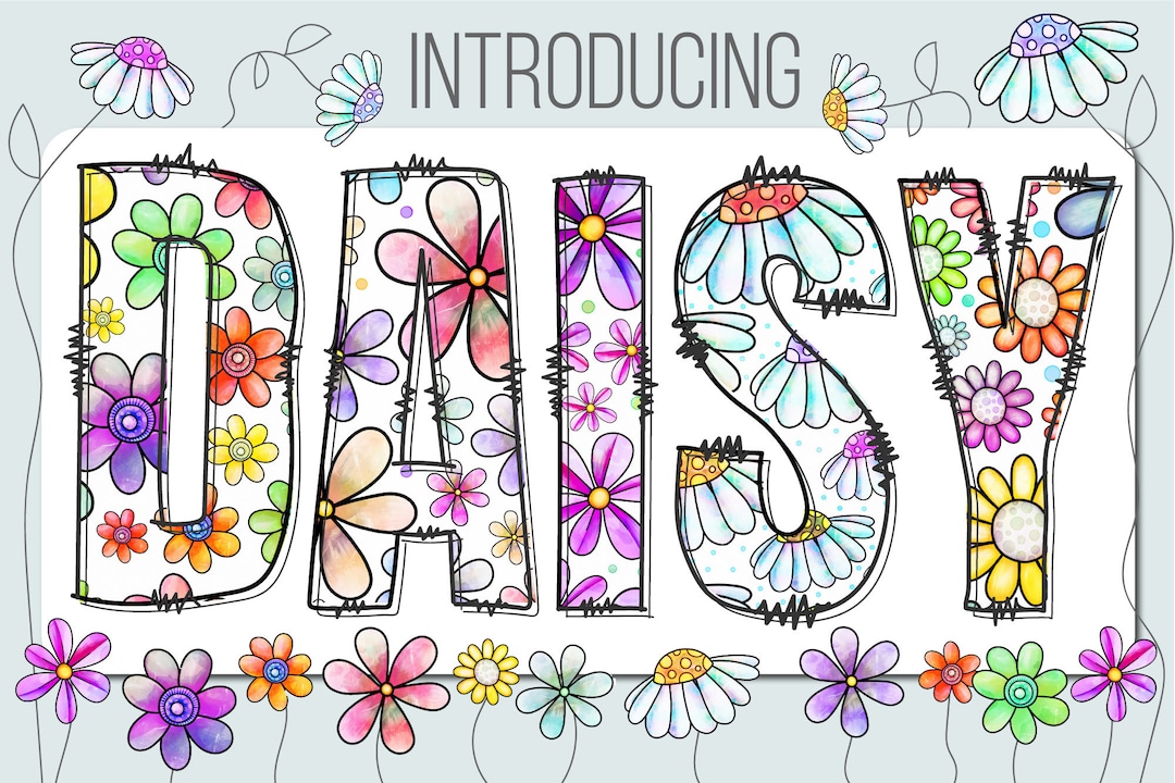 Daiy Fonts, Daisy Alphabet, Daisy Flower Letters, Flower Alphabet, Cute ...