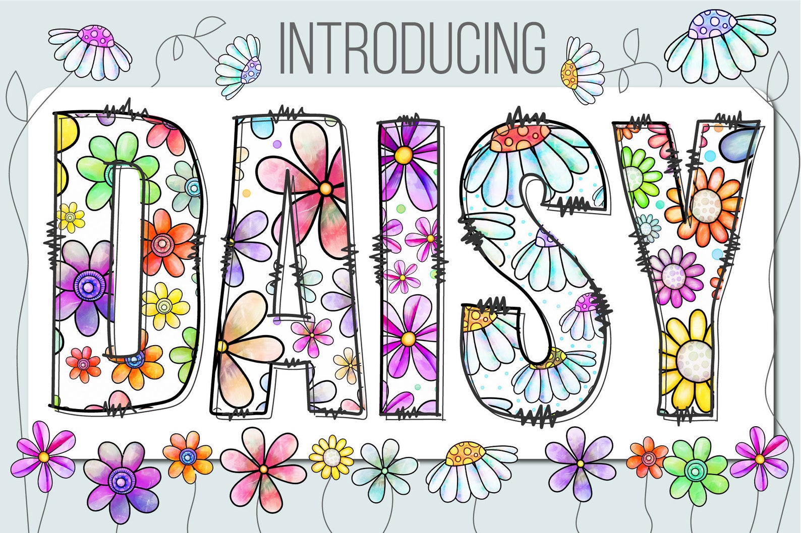 Daiy Fonts, Daisy Alphabet, Daisy Flower Letters, Flower Alphabet, Cute ...
