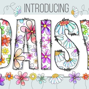 Daiy Fonts, Daisy Alphabet, Daisy Flower Letters, Flower Alphabet, Cute ...