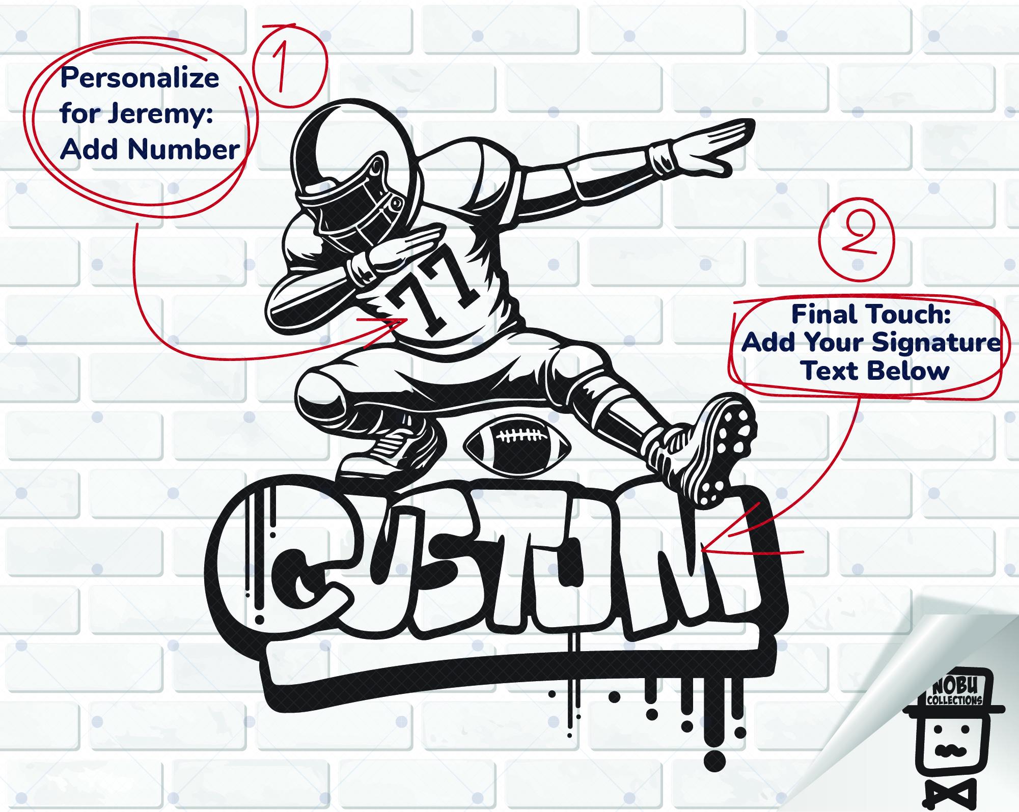 Custom Football Player Dab SVG: Personalized Team Design (digital Files ...