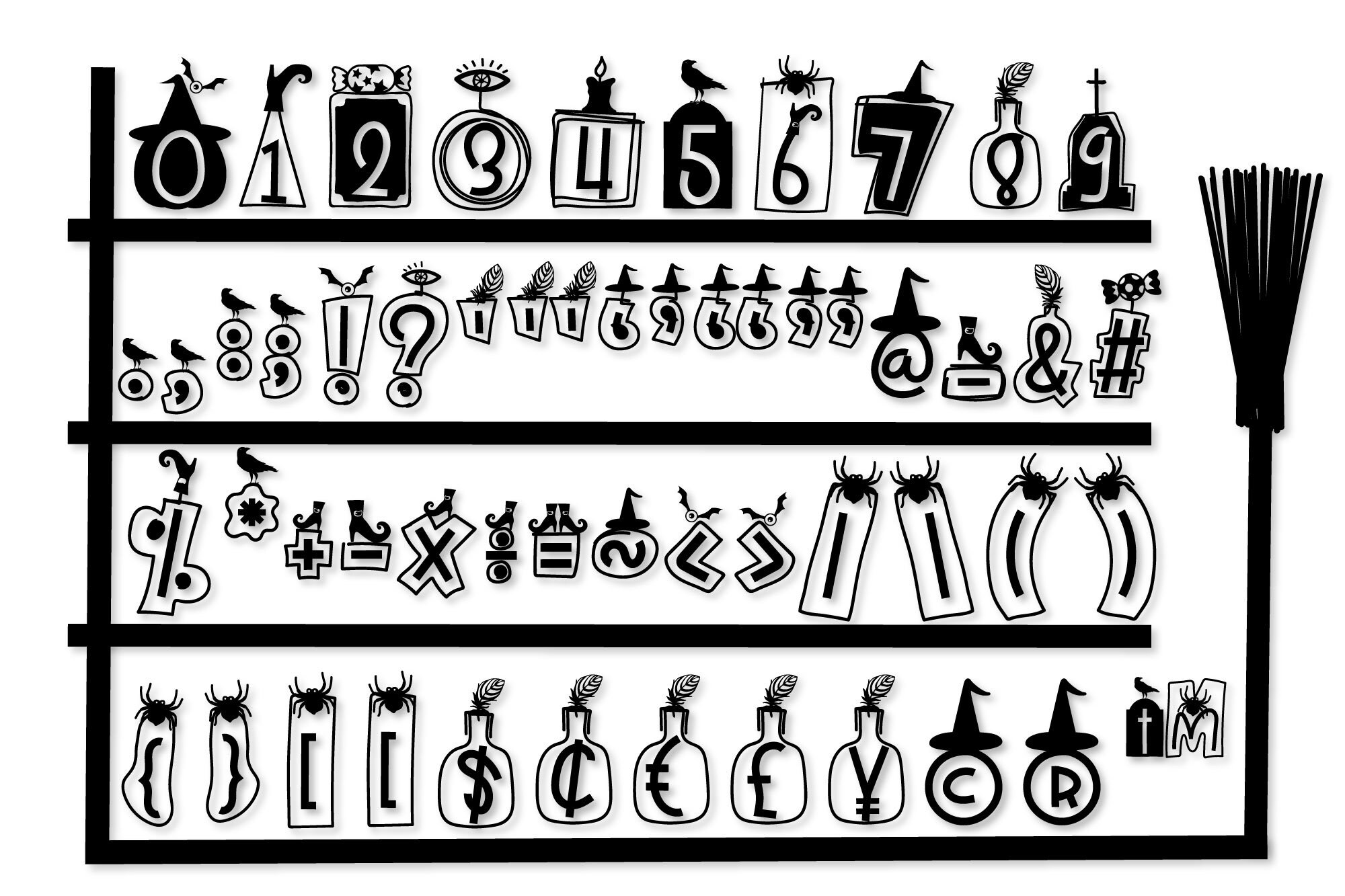 Kids Halloween Font, Witchy Doodle Font, Witch Letters Svg, Doodle ...