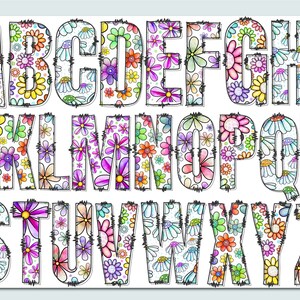 Daiy Fonts, Daisy Alphabet, Daisy Flower Letters, Flower Alphabet, Cute ...