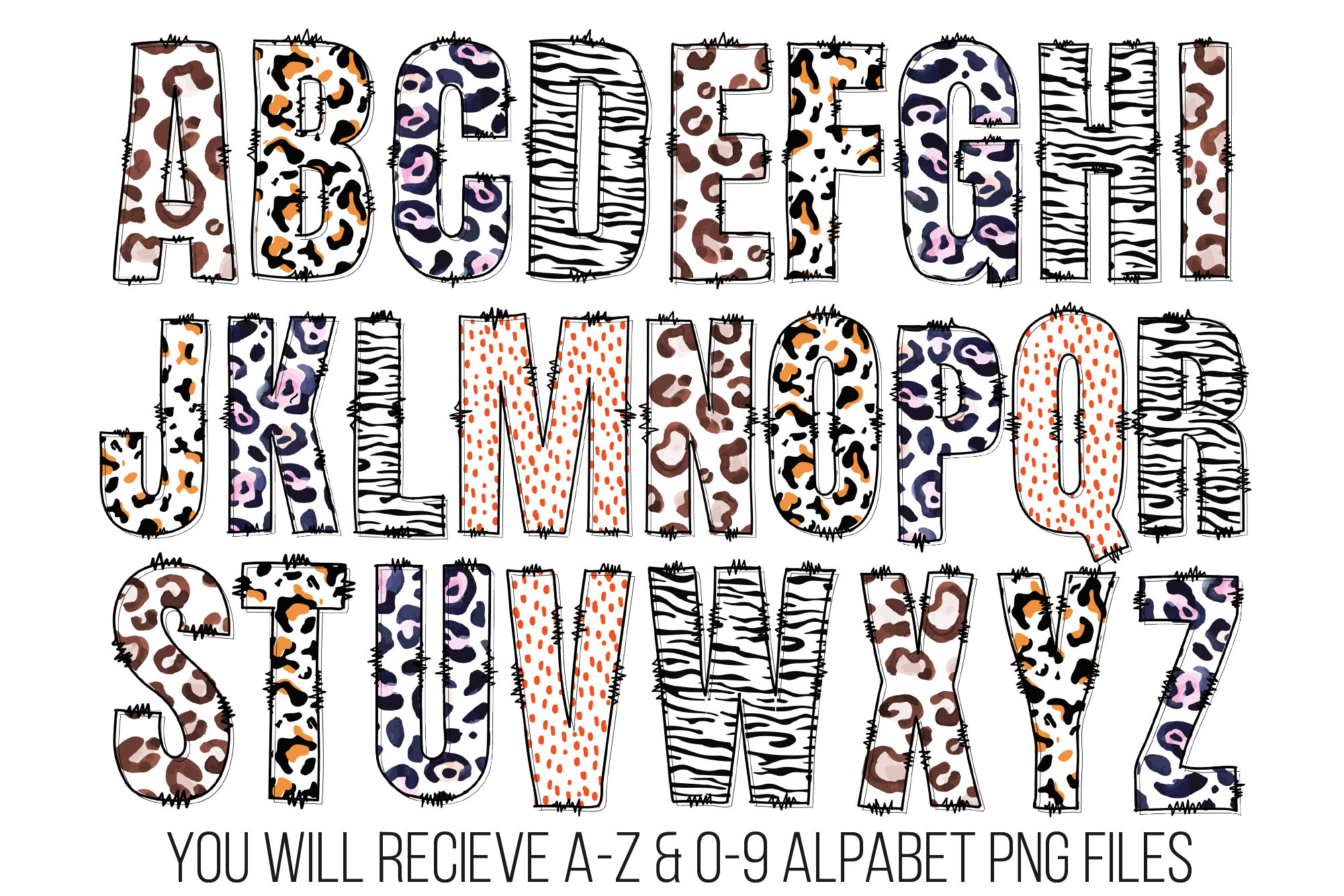 Leopard Print Alphabet | Festive Holiday Font | Christmas Cheetah ...