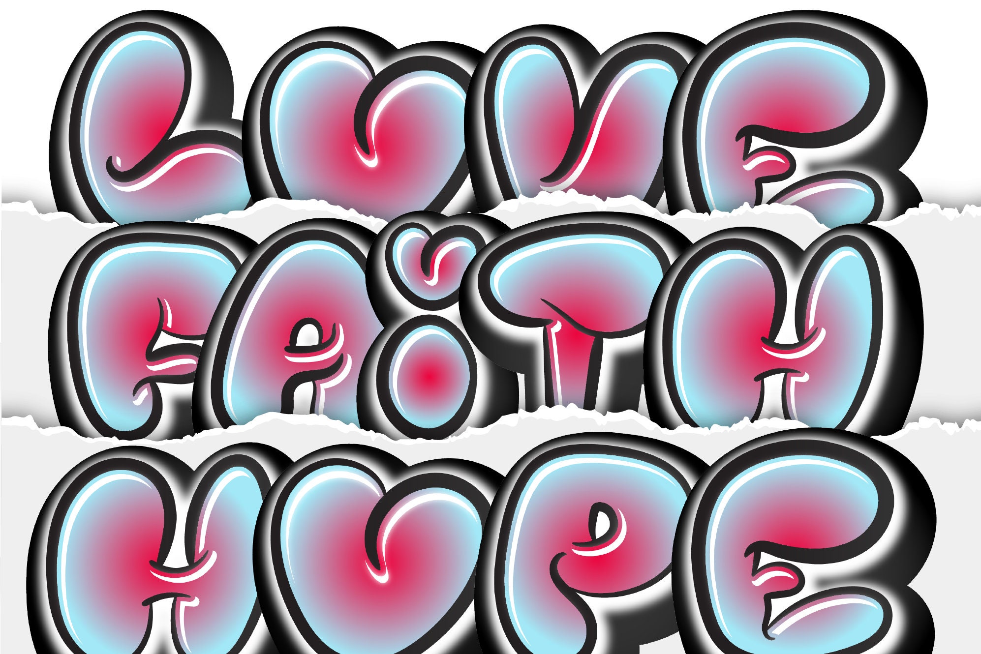 Graffiti Alphabet PNG, Graffiti Street Art Font, Bubble Font, Bubbly ...