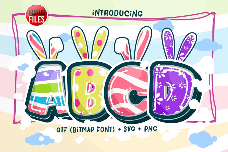 Bunny Font, Bunny Alphabet, Candy Font, Cute Font, Lovey Font, Kids ...