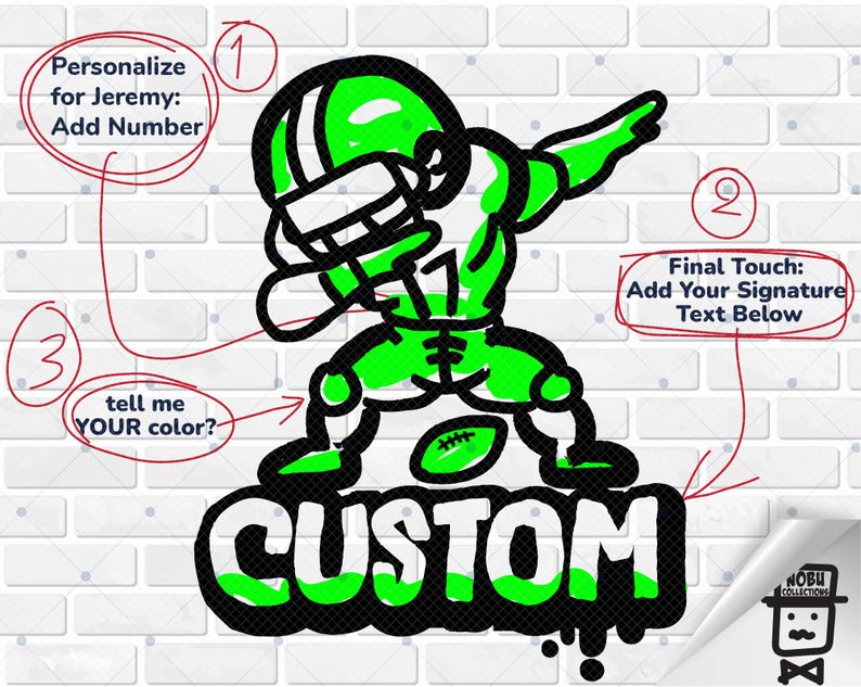 Custom Football Player Dab Pose Cartoon SVG: Youth Game Day Cut File - Etsy
