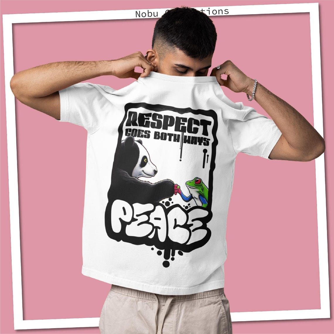 Fist Bump Panda & Frog PNG | Peace Unity T-shirt Design | Street Art ...