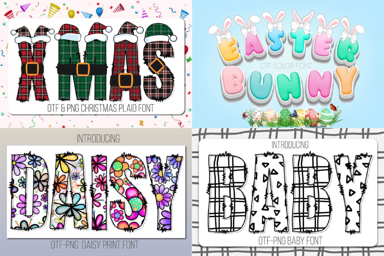 Super Colorful Font Bundle Vibrant Kids Fonts Playful Colorful ...