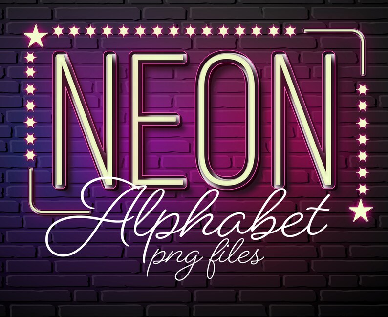 Neo Light Alphabet, Neon Letters, Neon Font, Glow Font, Neon Sign ...