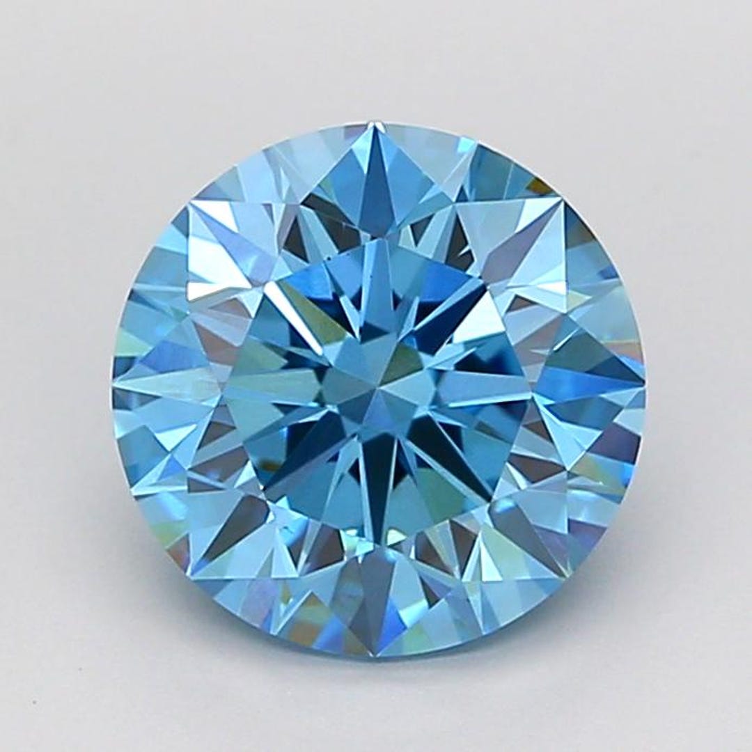 2.05 Ct Round Fancy Vivid Blue Diamond VS1 | Rare Natural Blue Loose ...