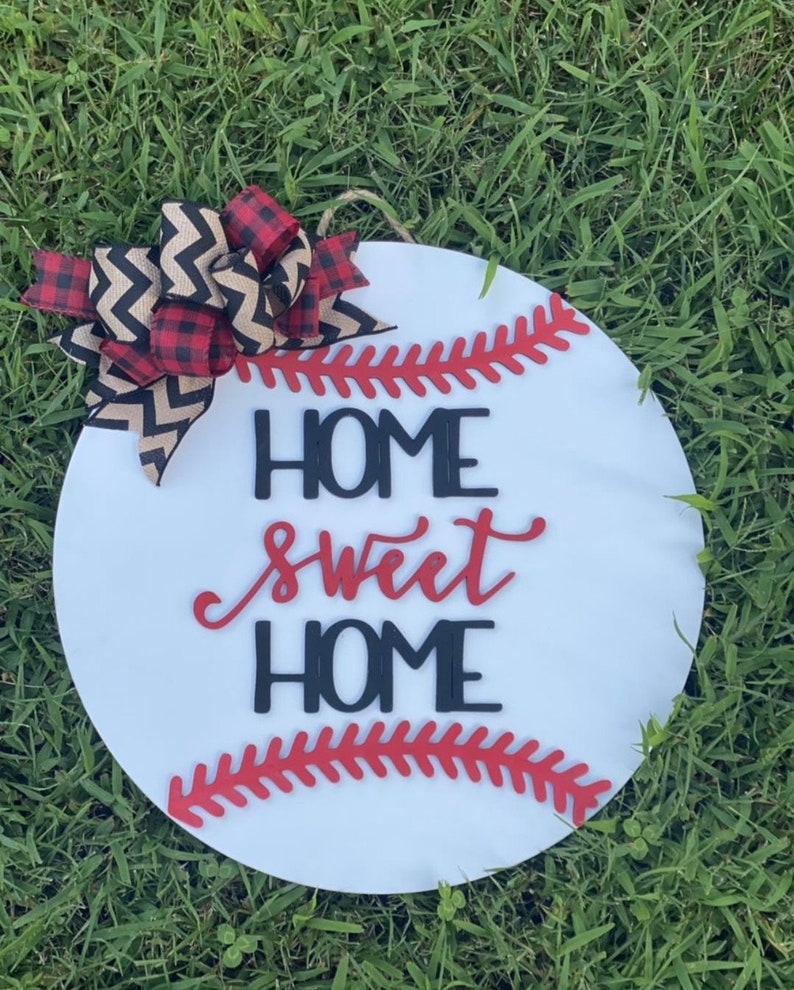 Baseball Home Sweet Home Wood Door Sign FREE SHIPPING - Etsy