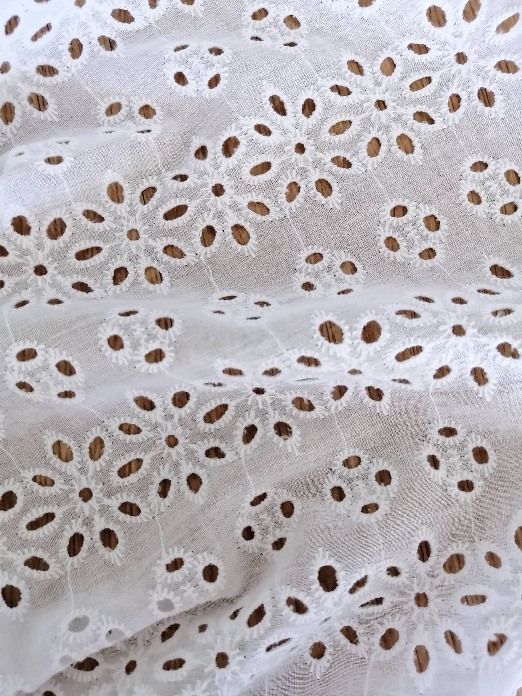 Embroidered Eyelet Cotton Fabric Eyelet Cotton Fabric by the | Etsy