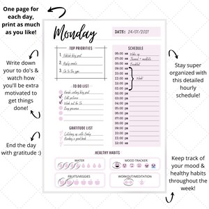 Daily Planner Printable in Sizes A4, A5 & US Letter Undated Daily Goal ...