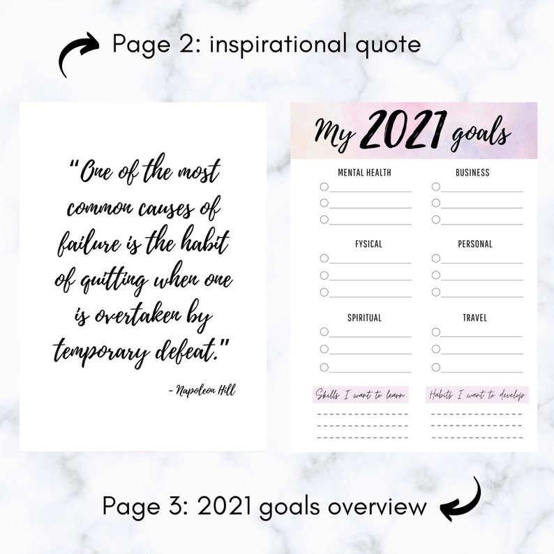 2021 Monthly Goal Planner Printable | Goal Planner Inserts | Goal ...