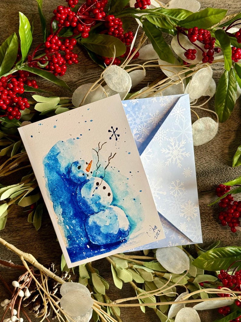 Snowman Catching Snowflake - Etsy
