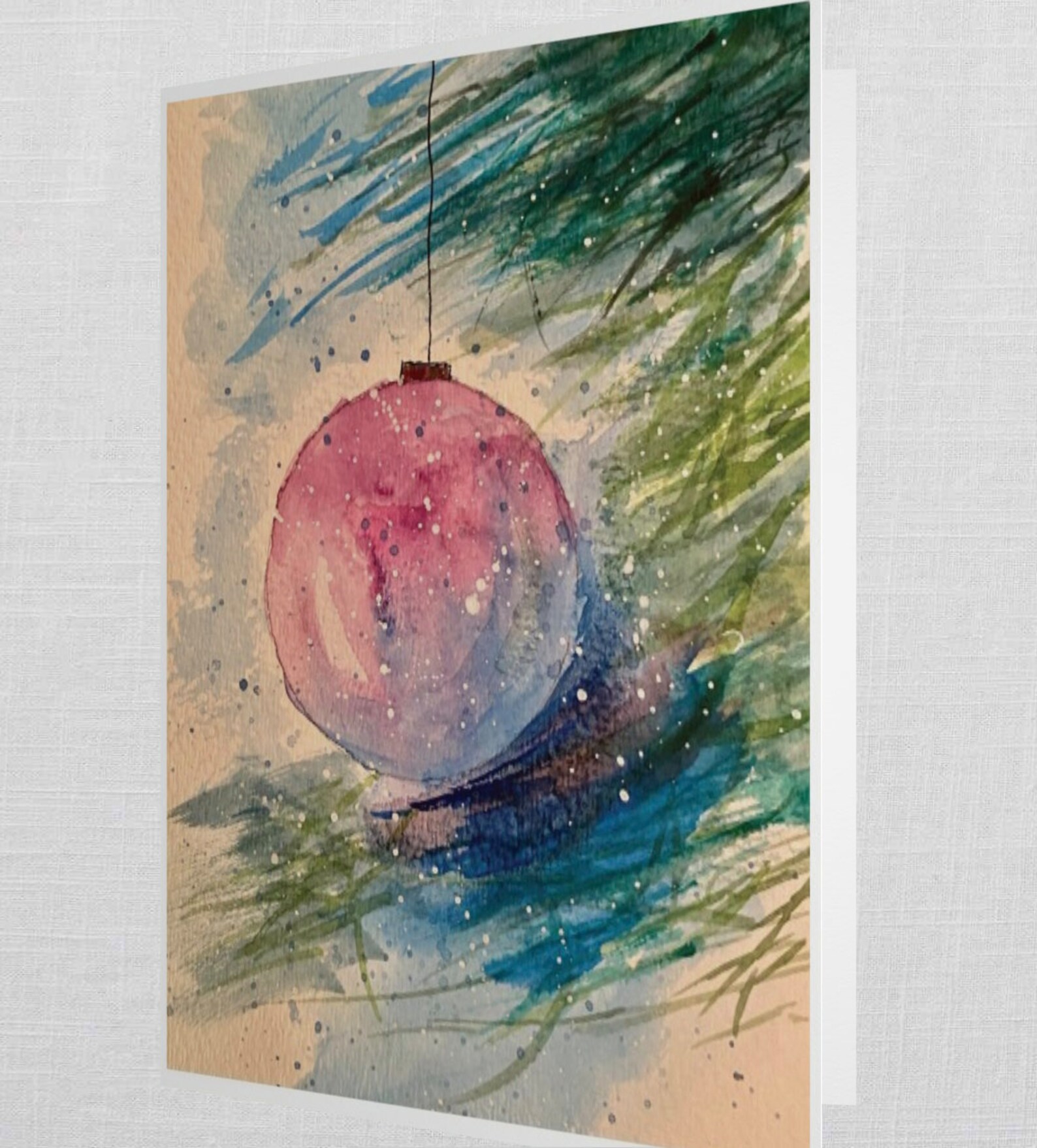 Pink Splendor Ornament Hand Painted Watercolor Card - Etsy