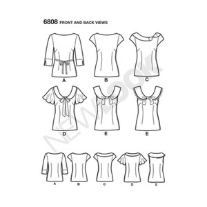 PDF New Look Pattern 6808, Sewing Pattern for Women Tops, 6 Choices in ...