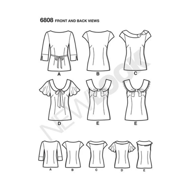 PDF New Look Pattern 6808, Sewing Pattern for Women Tops, 6 Choices in ...