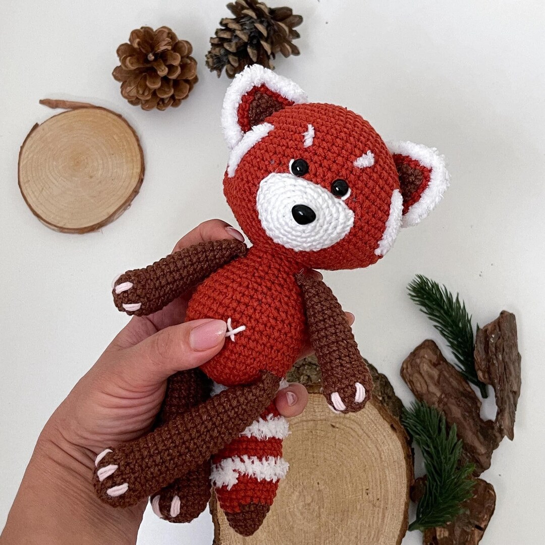 Red Panda Crochet Animal, Lesser Panda Handmade Amigurumi Plush Doll ...