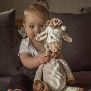 Crochet Boho Giraffe Plush Toy, Giraffe Stuffed Animal, Beige Latte Ecru Safari Decor, Large ...