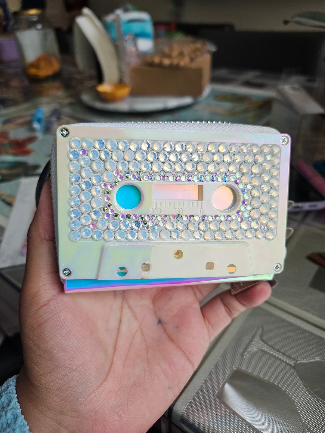Bling Wallet Retro • Retro Cassette Tape Wallet • White • Glass ...