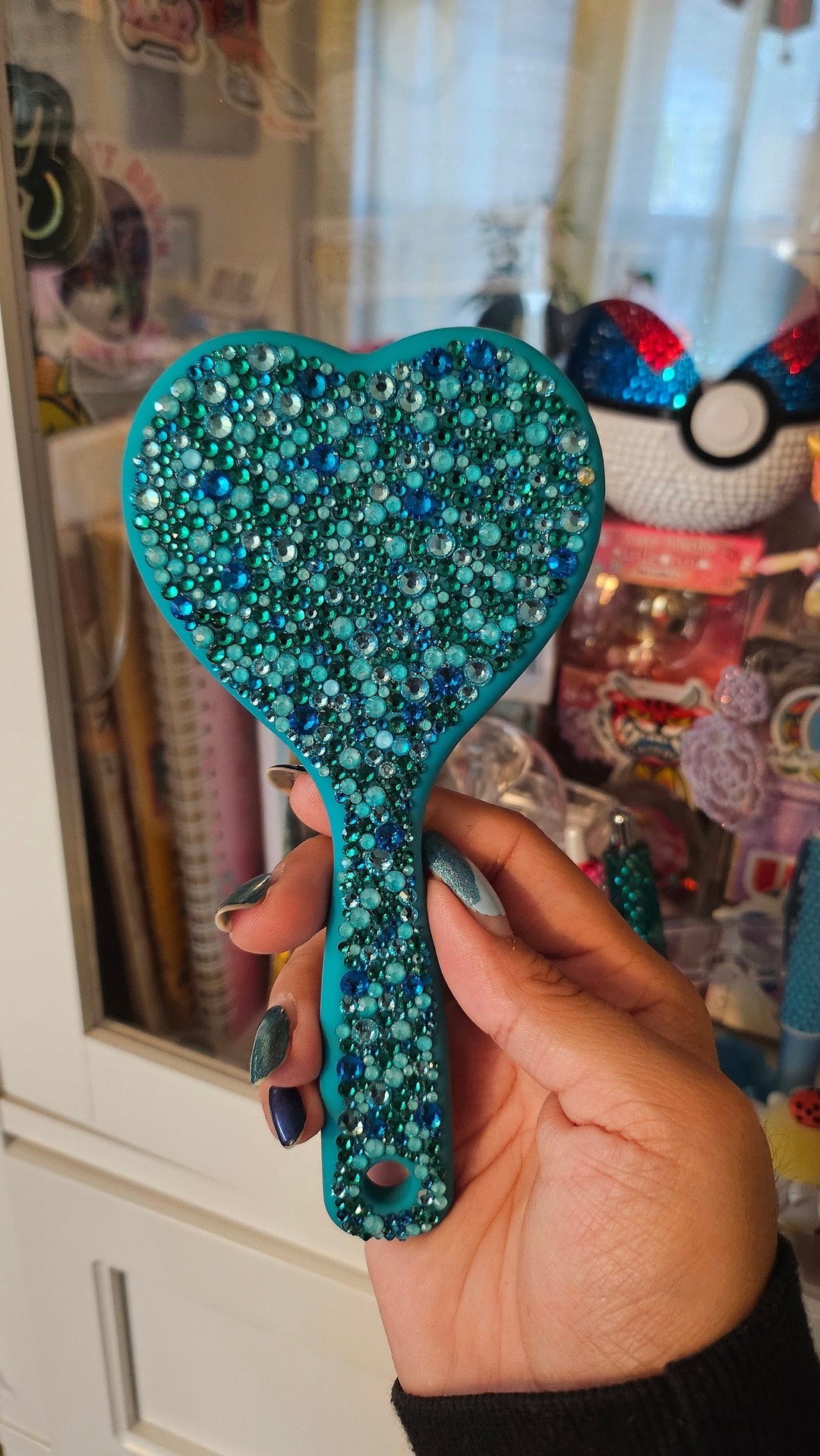 Hair Brush Heart Shaped Hair Brush Glass Rhinestones - Etsy