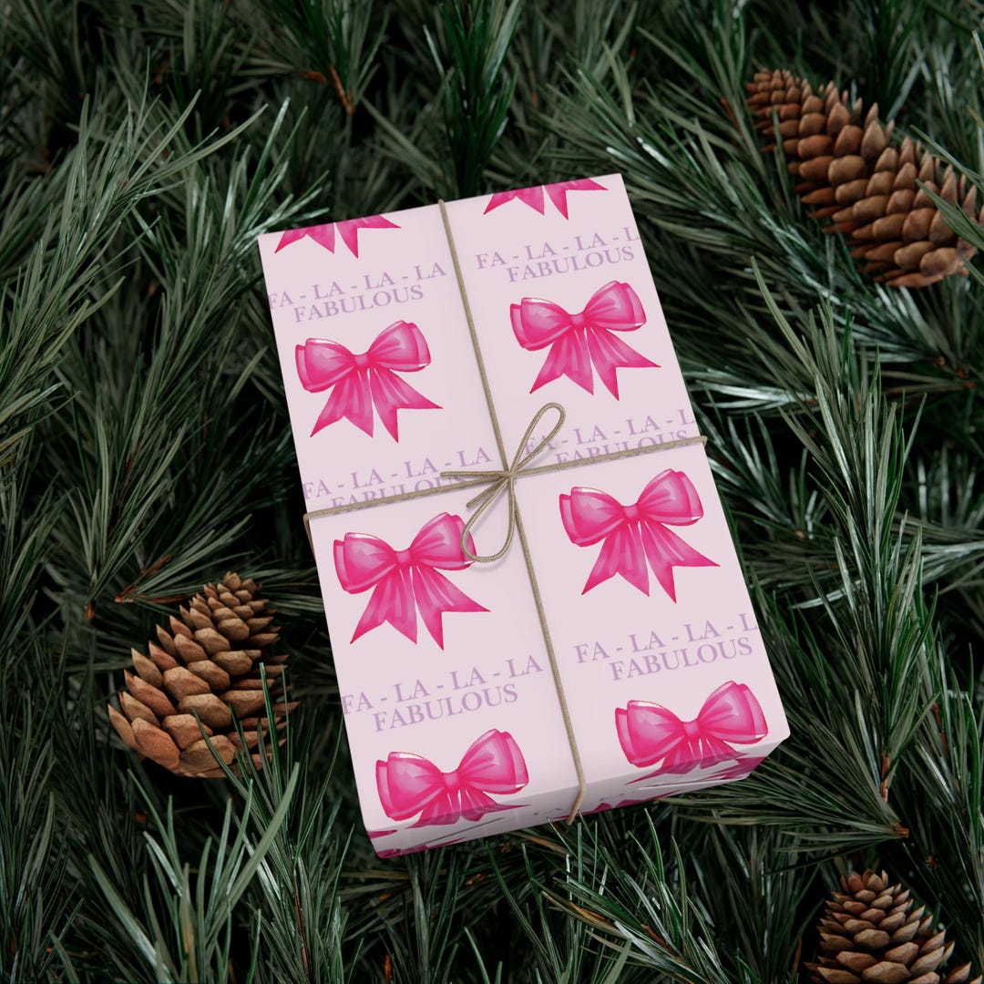 Wrapping Paper, Fabulous Gift Wrap With Vibrant Pink Bow, Present Decor ...